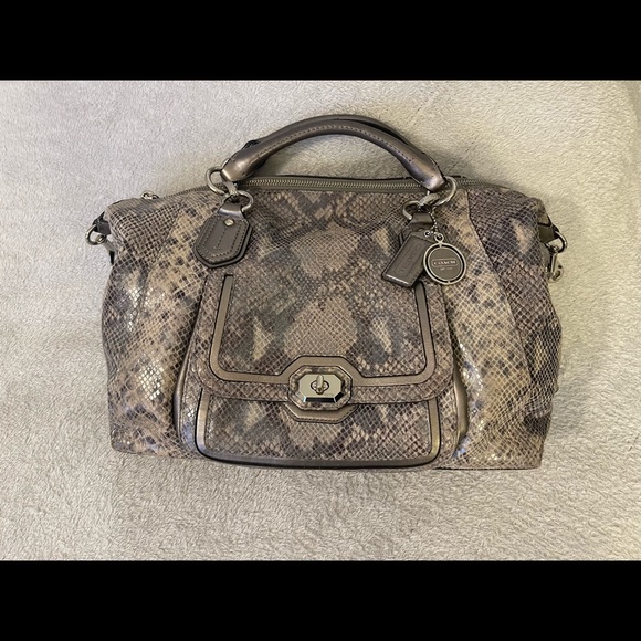 Coach | Bags | Coach Campbell Exotic Snakeskin Embossed Leather Satchel ...